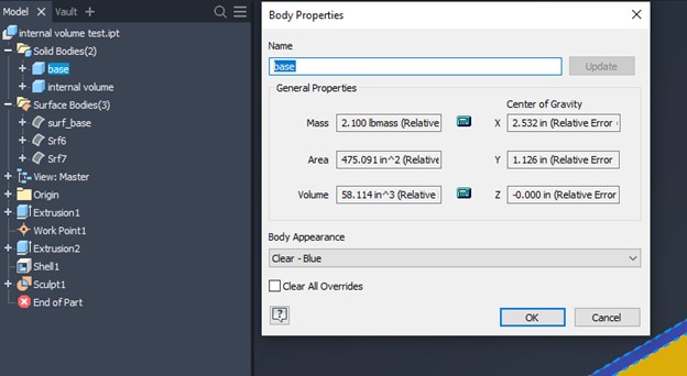 How to Find Internal Volume in Inventor Professional