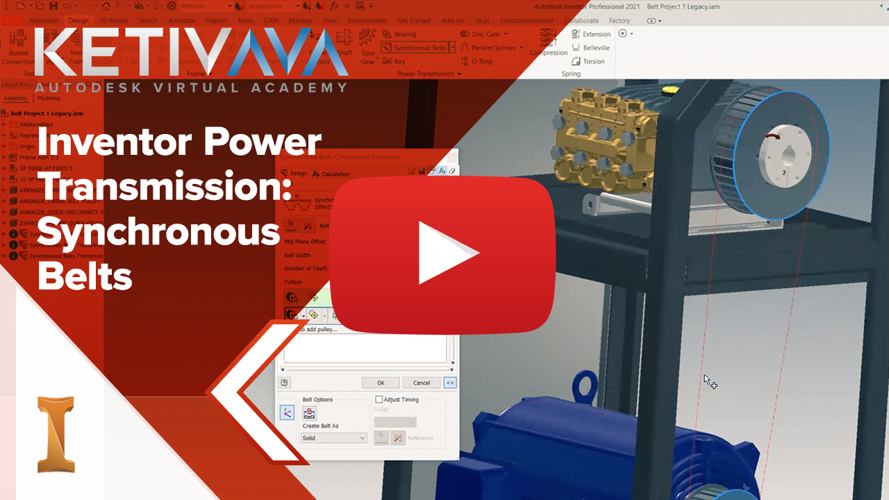 Using Inventor Design Accelerator Synchronous Belts to Speed up Design Time