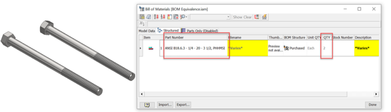 Inventor Bill of Materials