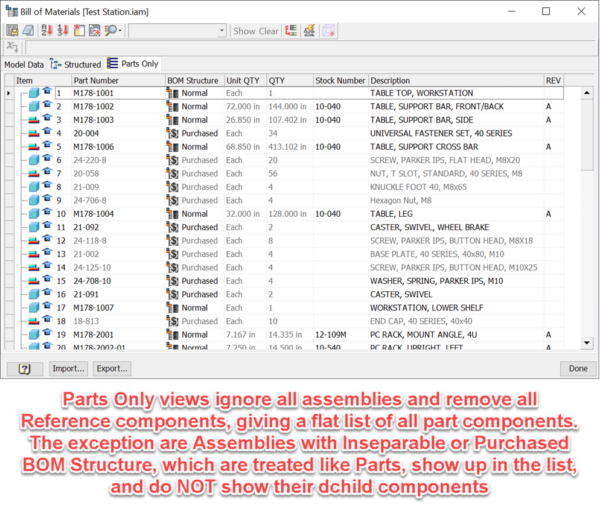 Inventor Bill of Materials