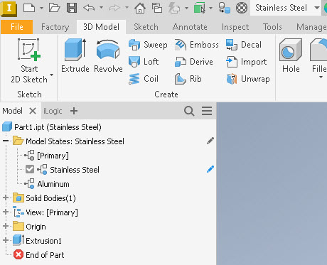 Autodesk Inventor Model States